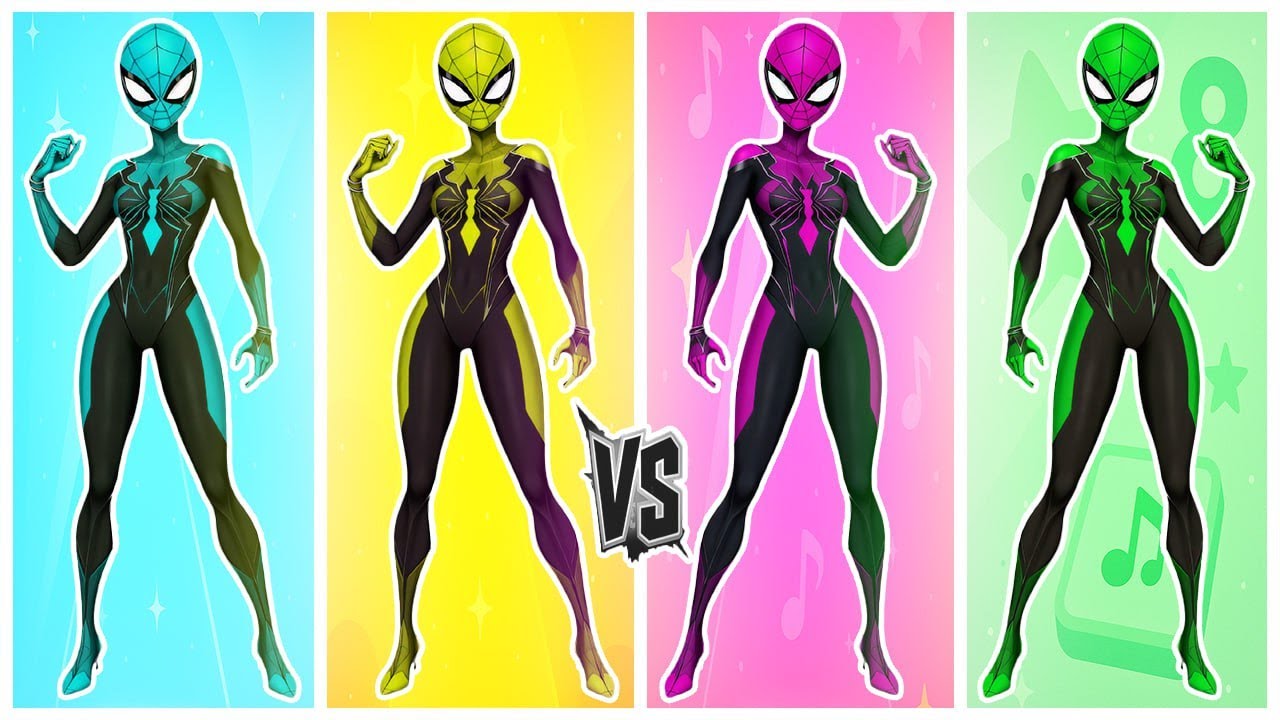 Tiles Hop: Cyan Spider-Girl 🆚 Yellow Spider-Girl 🆚 Magenta Spider-Girl ...