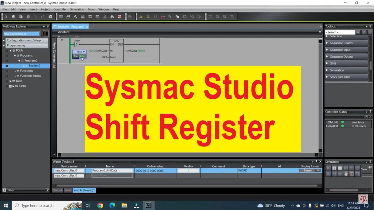 Omron sysmac studio shift register #plc #programming - YouTube