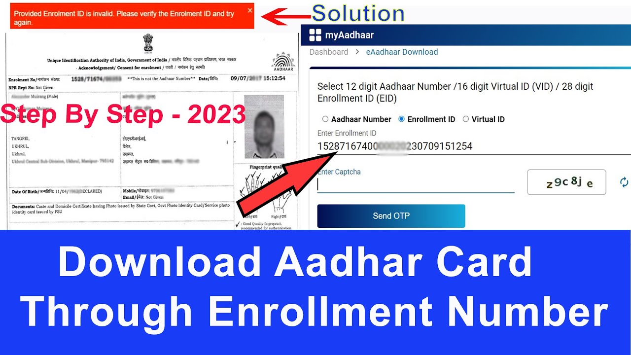 Download Aadhar Card By Enrollment Number 2023|Enrollment No Slip Se ...