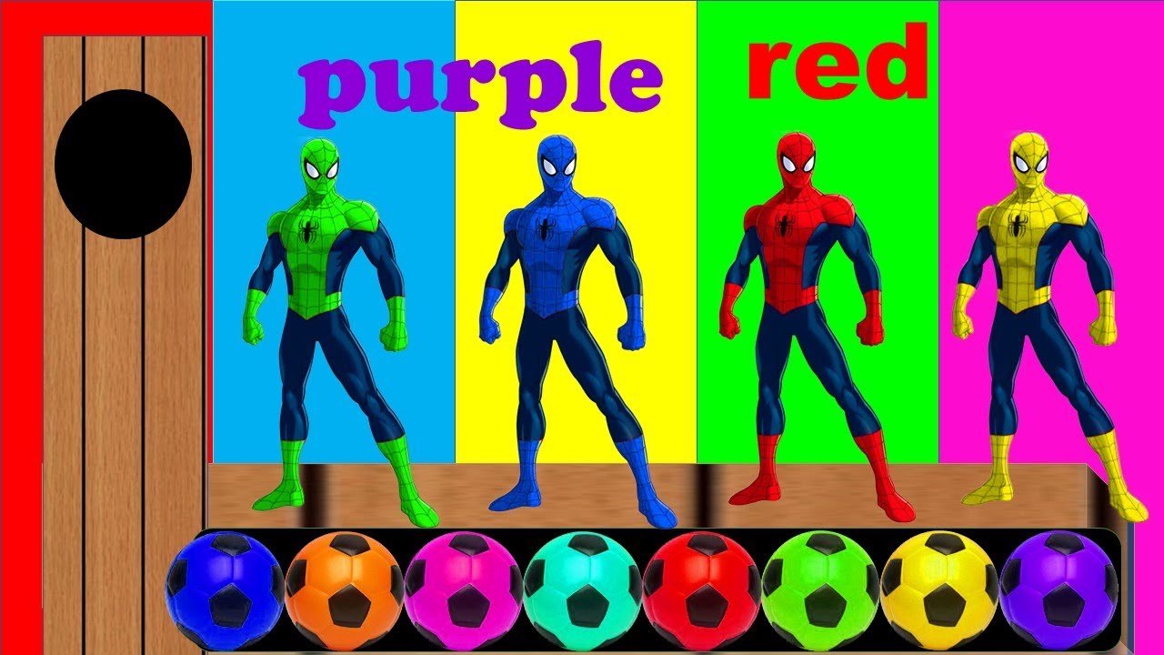 Learn Colors with spiderman | colored spiderman with colored ball ...