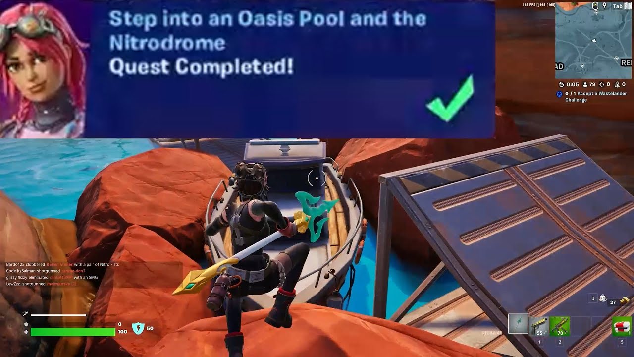 Step into an Oasis Pool and the Nitrodrome Fortnite - YouTube