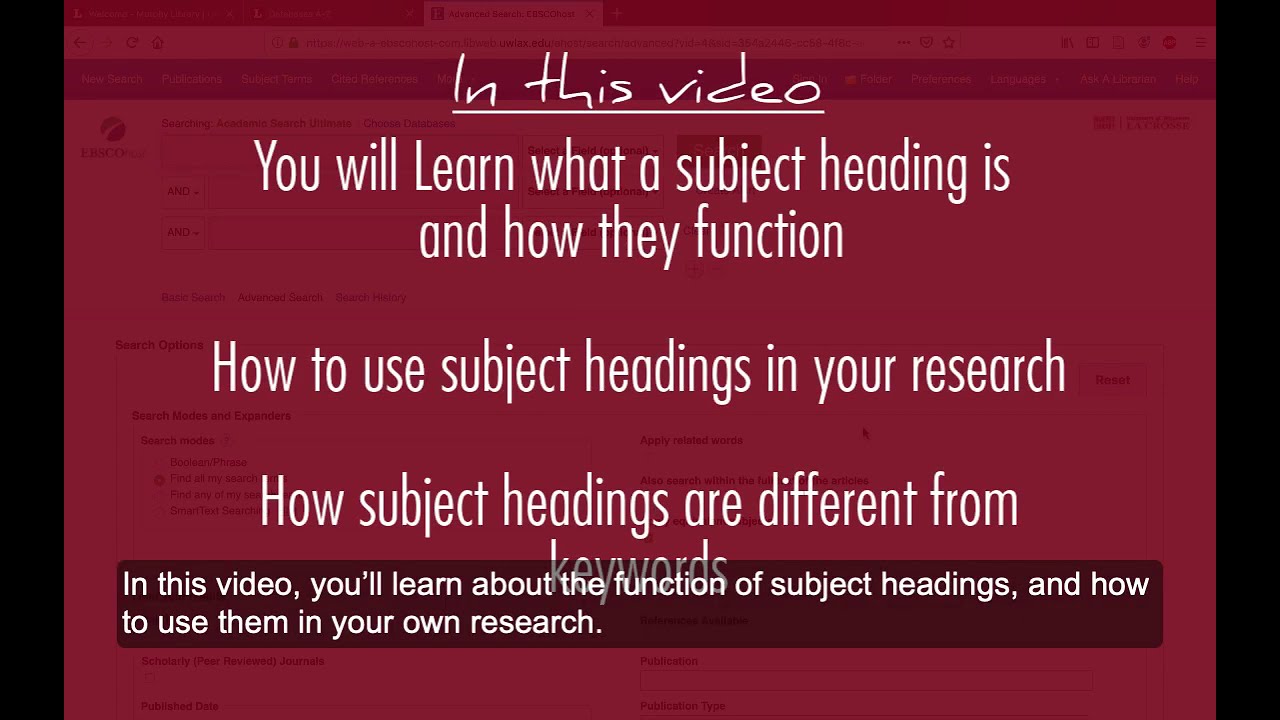 Subject headings: What they are and how to use them - YouTube