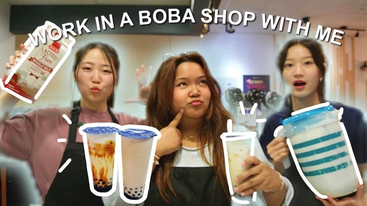 WORK IN A BOBA SHOP WITH ME | day in a life of an 18 yr/o boba shop ...