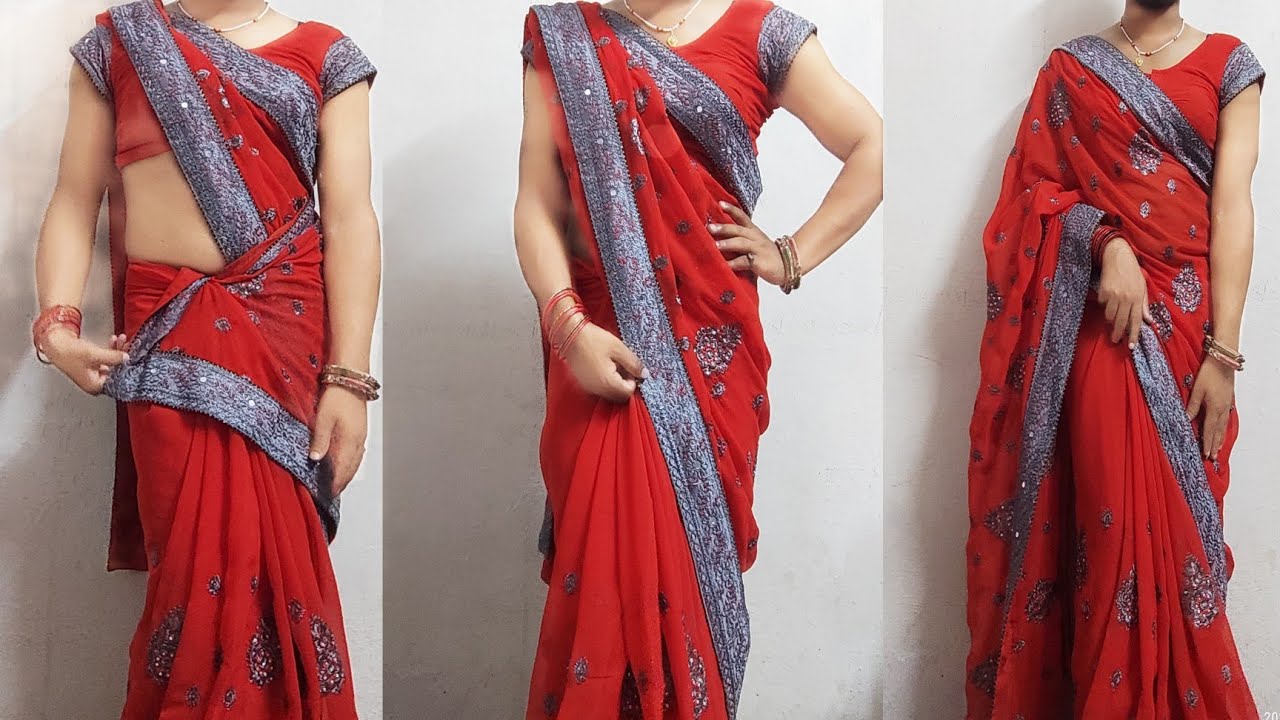 How to fold saree taught by man #maletofemale #saree - YouTube