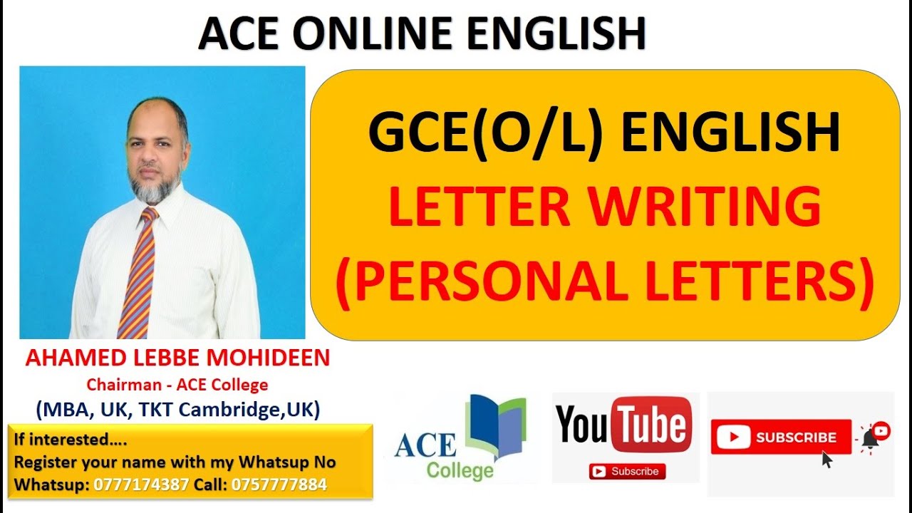 HOW TO WRITE PERSONAL LETTERS FOR GCE(O/L) STUDENTS (ஆங்கிலம் கற்போம் ...