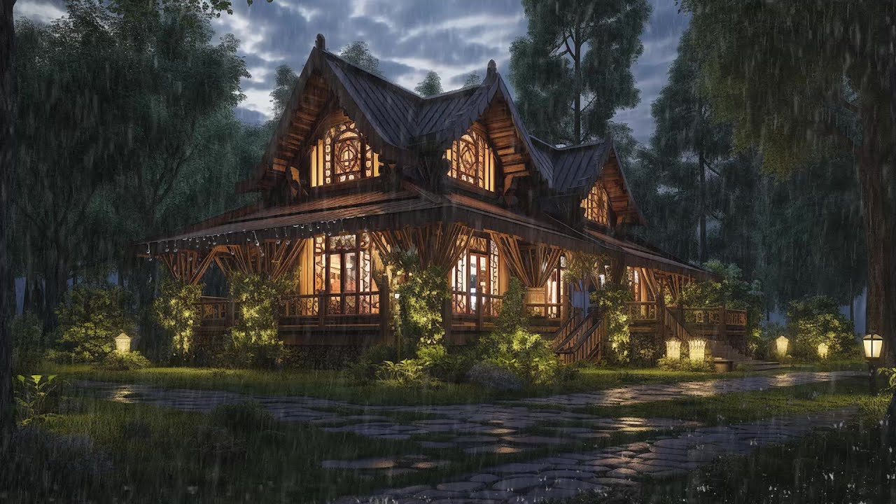 🎧 Soothing Gentle Spring Rain in the Old Park at Night - 3 Hours for ...