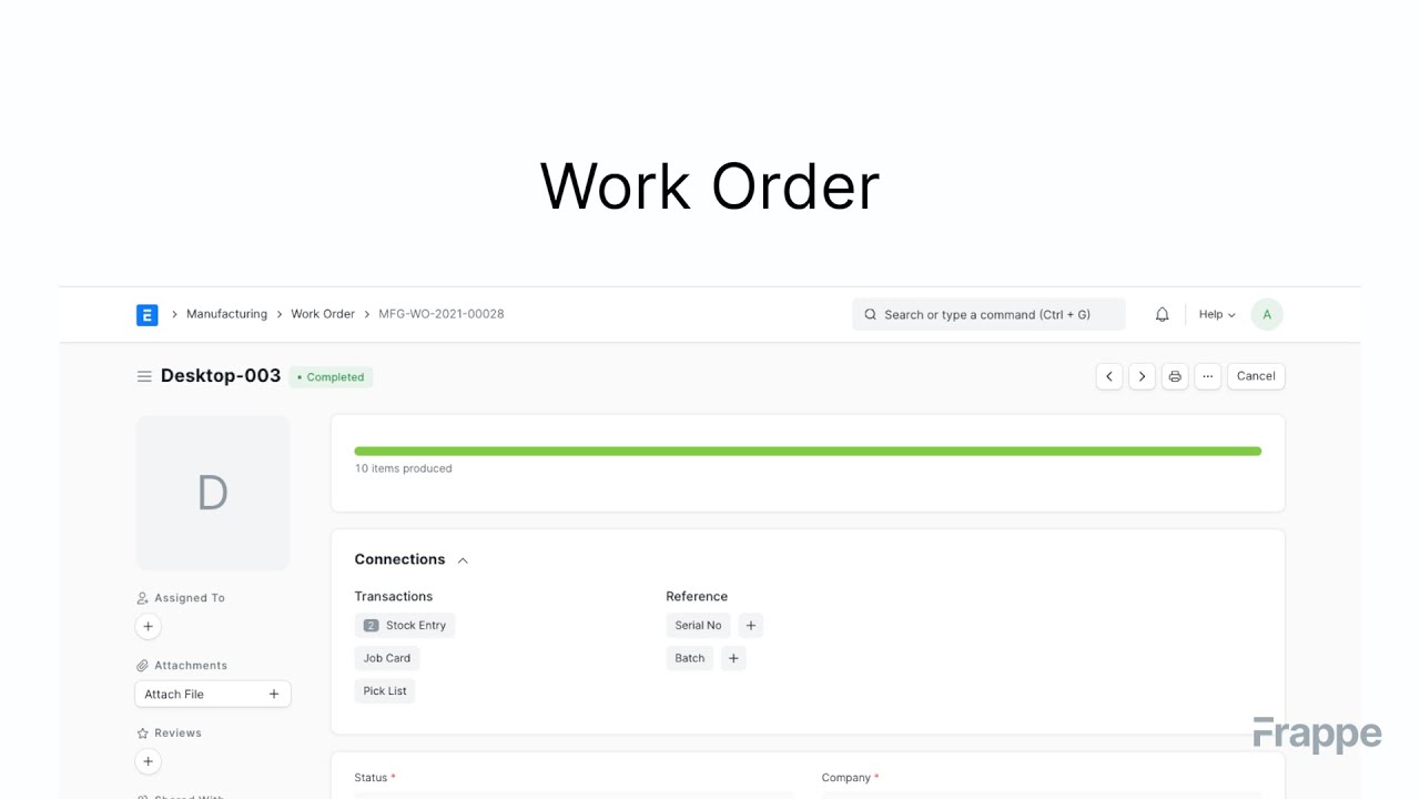 Work Order | ERPNext - YouTube