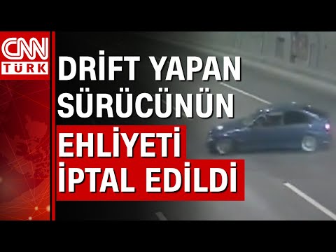 Tünelde trafiği kapatıp drift yaptı