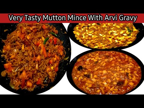 Mutton Mince And Taro Roots Recipe | Arvi Keema Recipe | Arvi Masala ...