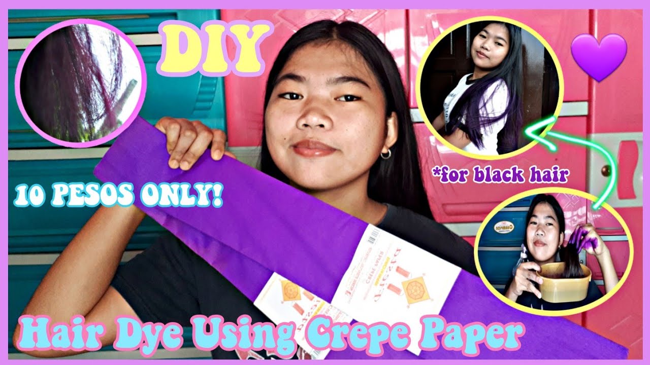 DIY HAIR DYE USING CREPE PAPER (for black hair)| Shiela Ricafort - YouTube