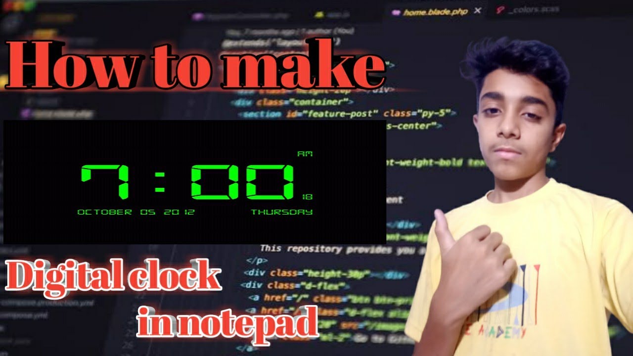 Create Digital Clock Using Batch Script in Notepad - YouTube