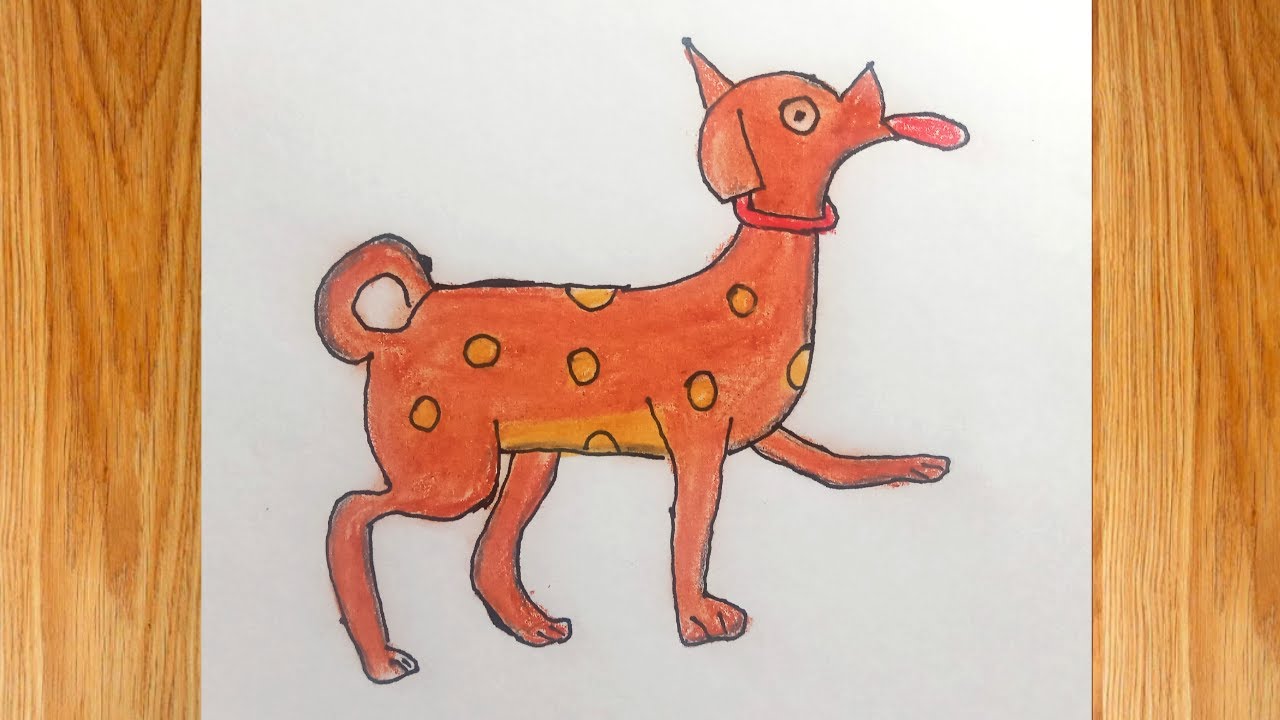 how to draw a dog | how to draw dog with oil pastel | dog Drawing easy ...