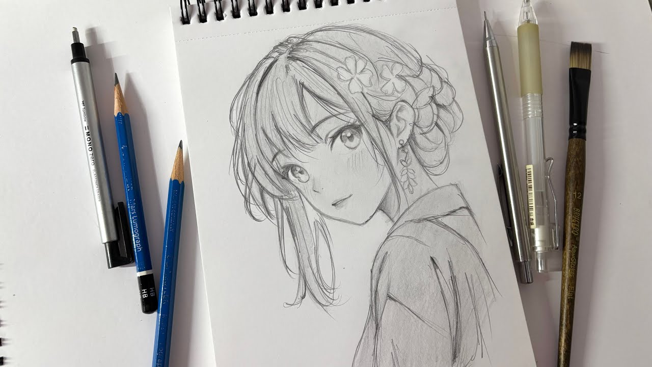 Draw with me anime girl step by step - YouTube