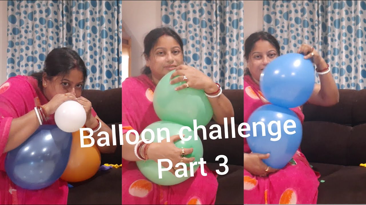 Blowing and blasting balloon challenge part3....2 balloons blasting in ...