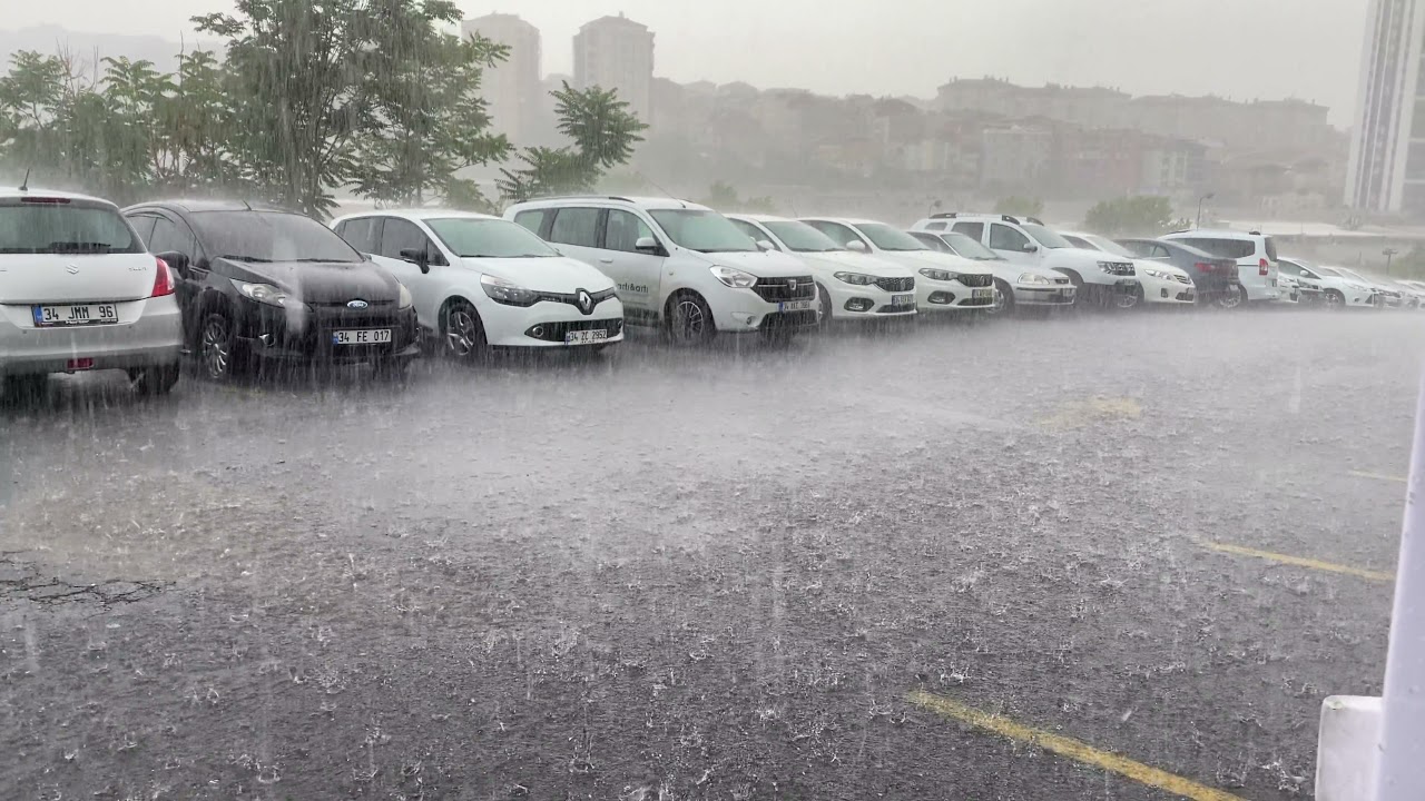 RAINING HARD IN A PARKING LOT - YouTube