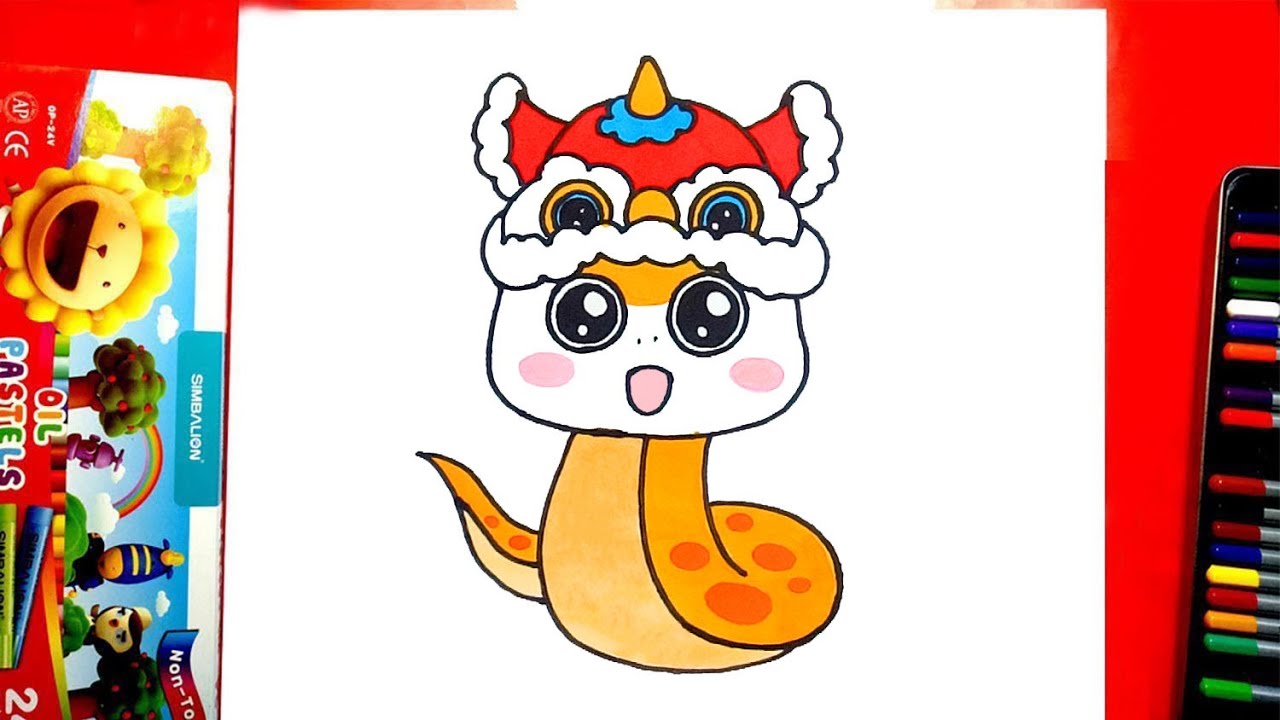 Vẽ con rắn năm Ất Tỵ 2025 | Vẽ tranh ngày Tết đơn giản - YouTube