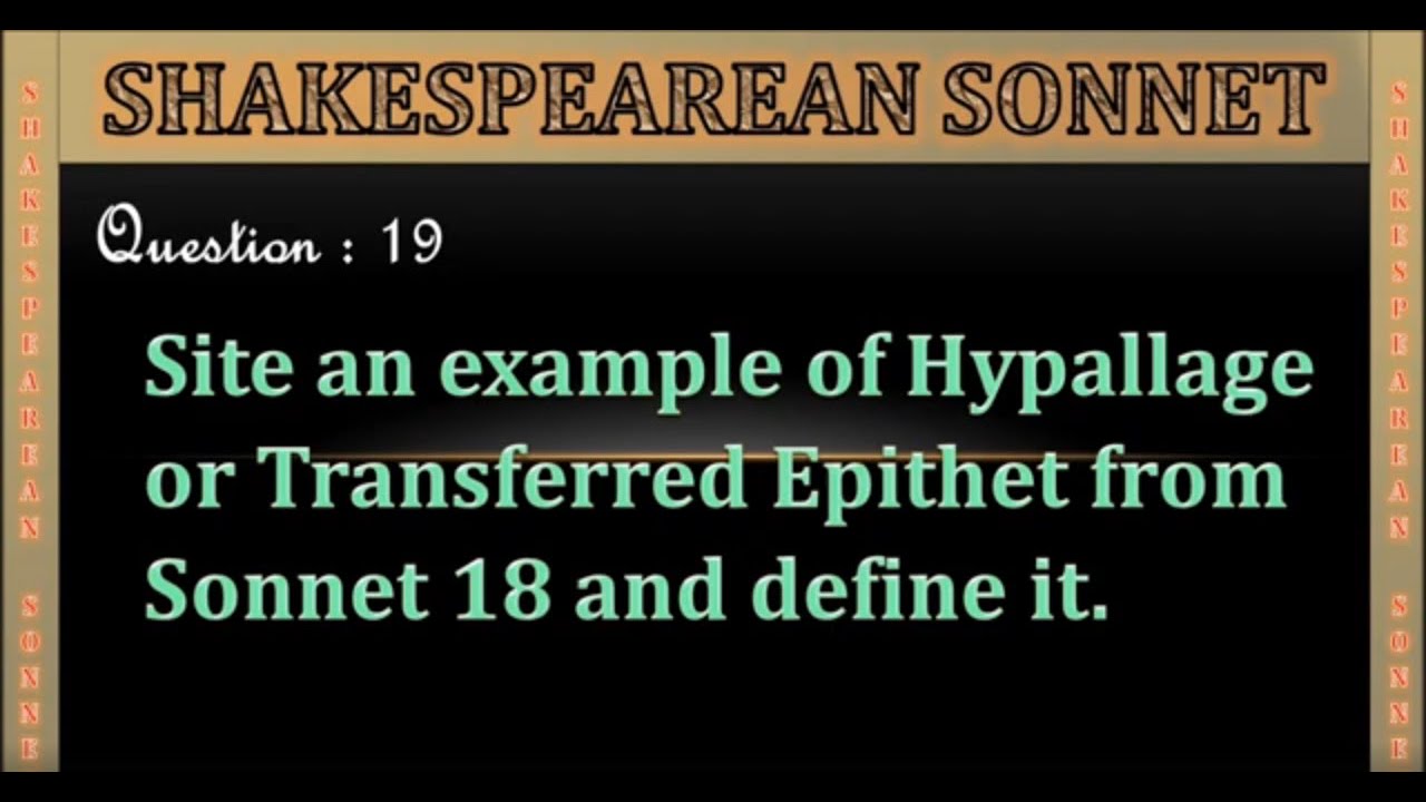 Exam Special - Question 19: Define Hypallage or Transferred Epithet ...