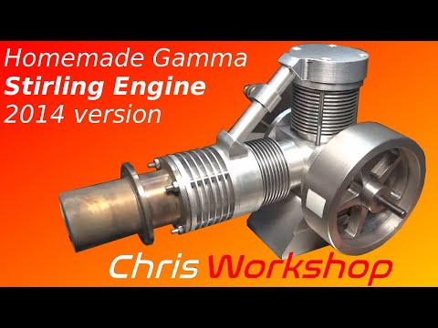 Stirling engine Gamma version 2015 - YouTube