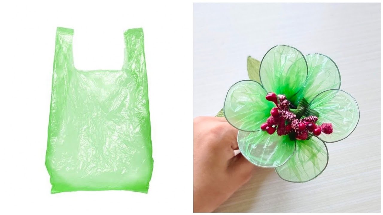 Easy Polythene bag Flower Making | Easy Poly bag Craft | Waste Out of ...