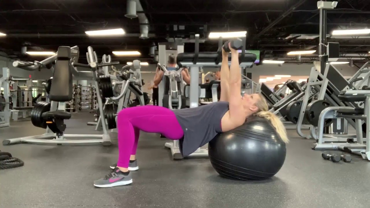 Stability Ball DB Chest Press - YouTube