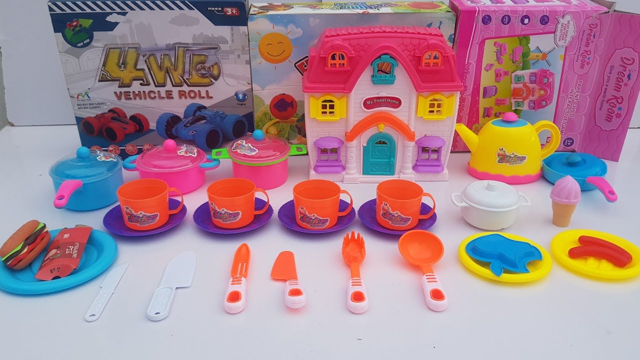 4 Minutes Satisfying craft Unboxing Orange Kitchen Sets To Entertain ...