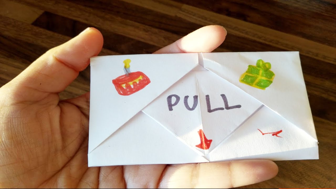 Pull Tab Origami Envelope Card || Letter Folding Origami || birthday ...