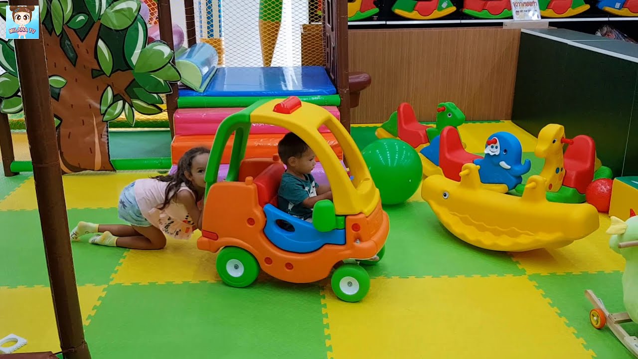 Funny Kids Playing in Airplane Playground - YouTube