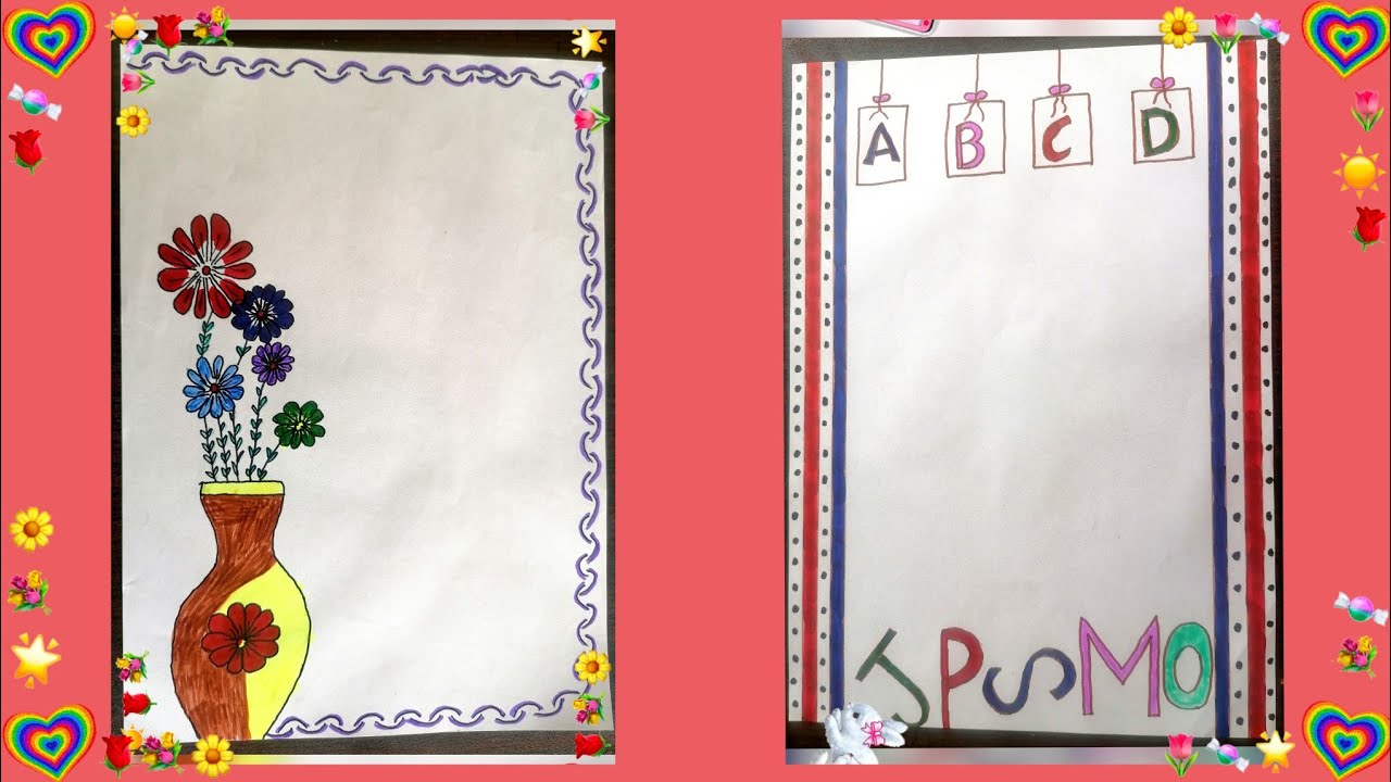 easy and simple project border design as art and drawing 😁 - YouTube