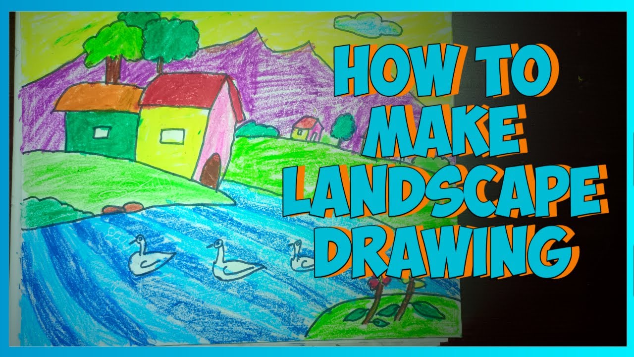 How to make landscape drawing step-by-step - YouTube