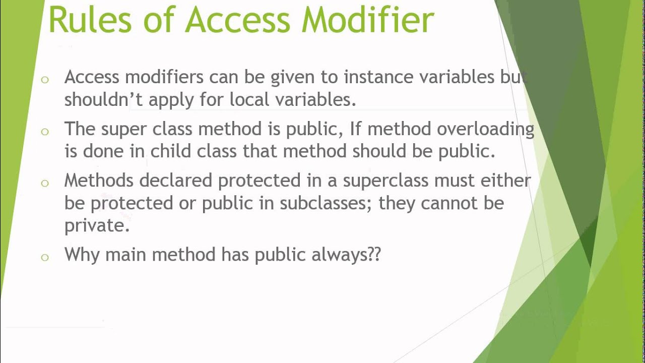 Core Java Basic Concepts Difference Between Access Modifiers Youtube 6907