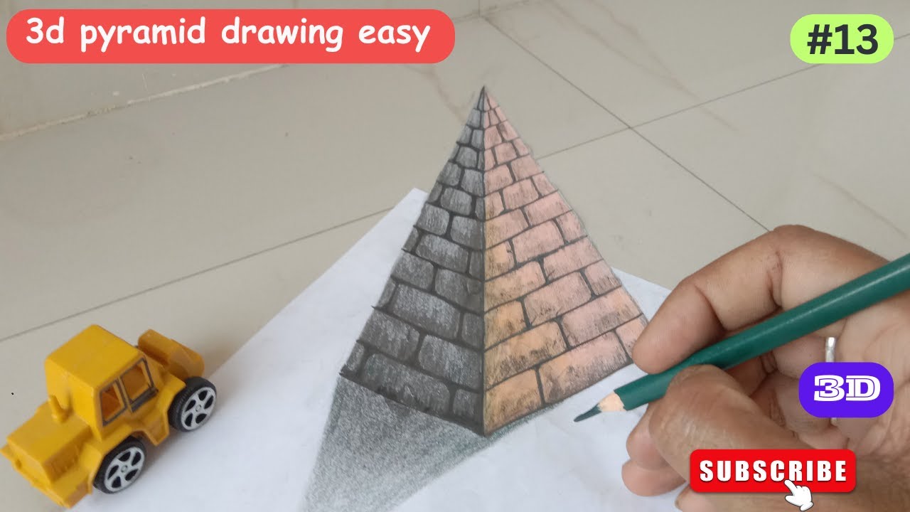 3d pyramid drawing easy | Easy 3D Pyramid Drawing Tutorial for ...