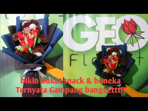 SIMPLE SNACK BOUQUET WITH TEDDY BEAR || BUKET SNACK SEDERHANA UNTUK ...