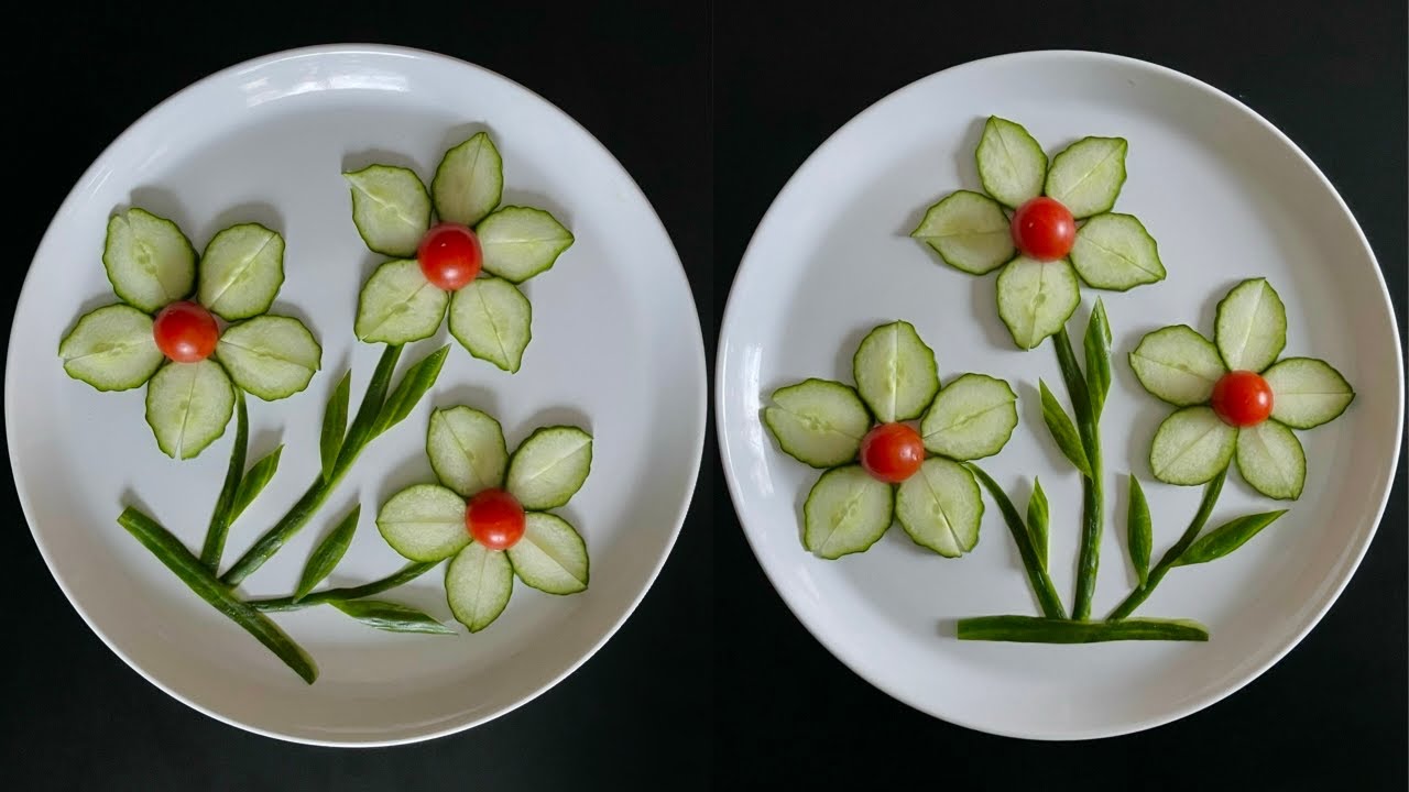 Beautiful Salad Decoration Ideas / Tomato and Cucumber Plate Decoration ...