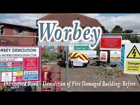 Oxford Road Fire Damaged Building Demolition - YouTube