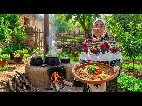 How to Make Mirza Ghasemi Over a Wood Fire | Outdoor Cooking & Village Life
