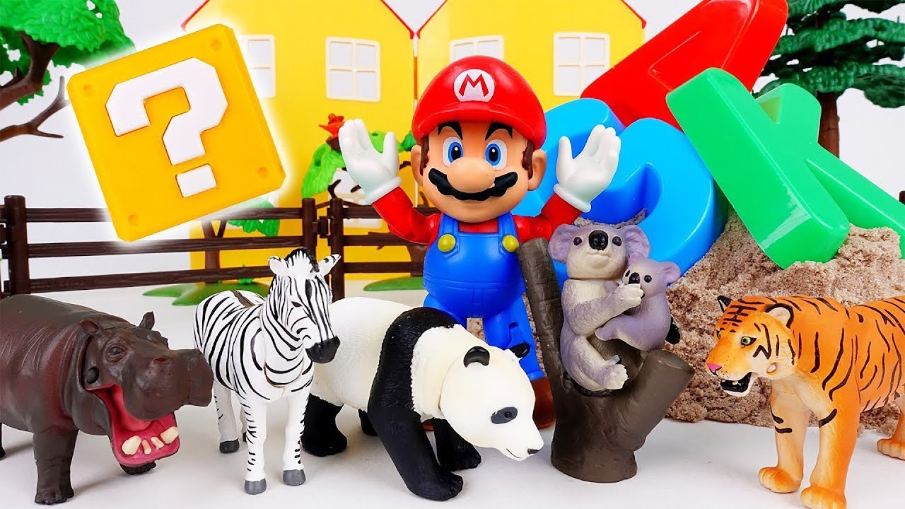 Super Mario's Wild Animal Farm~! Learn Animal Names With Kinetic Sand # ...