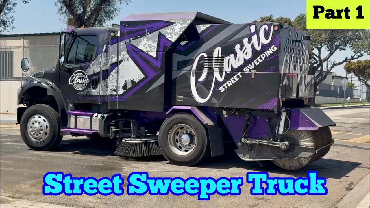 STREET SWEEPER TRUCK in Action (Part 1/9) ~ Street Rehabilitation - YouTube