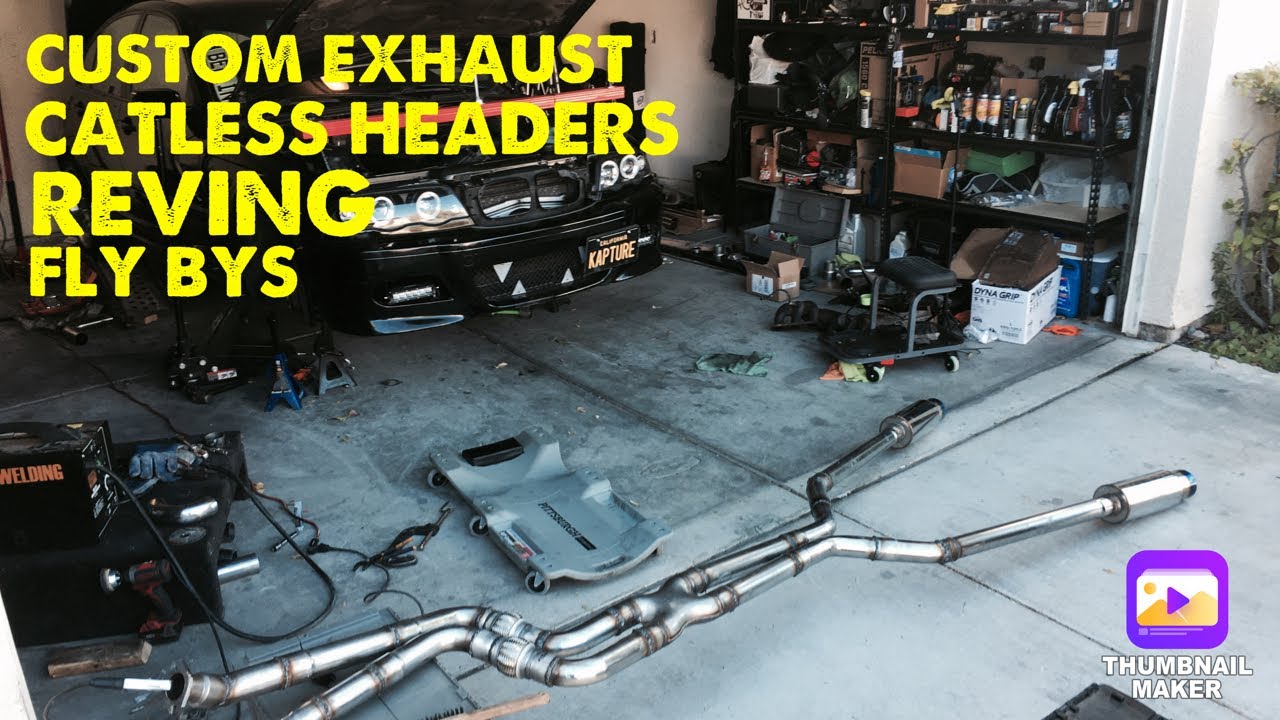 Bmw E46 325xi catless headers,custom exhaust, reving, fly bys(m54) - YouTube