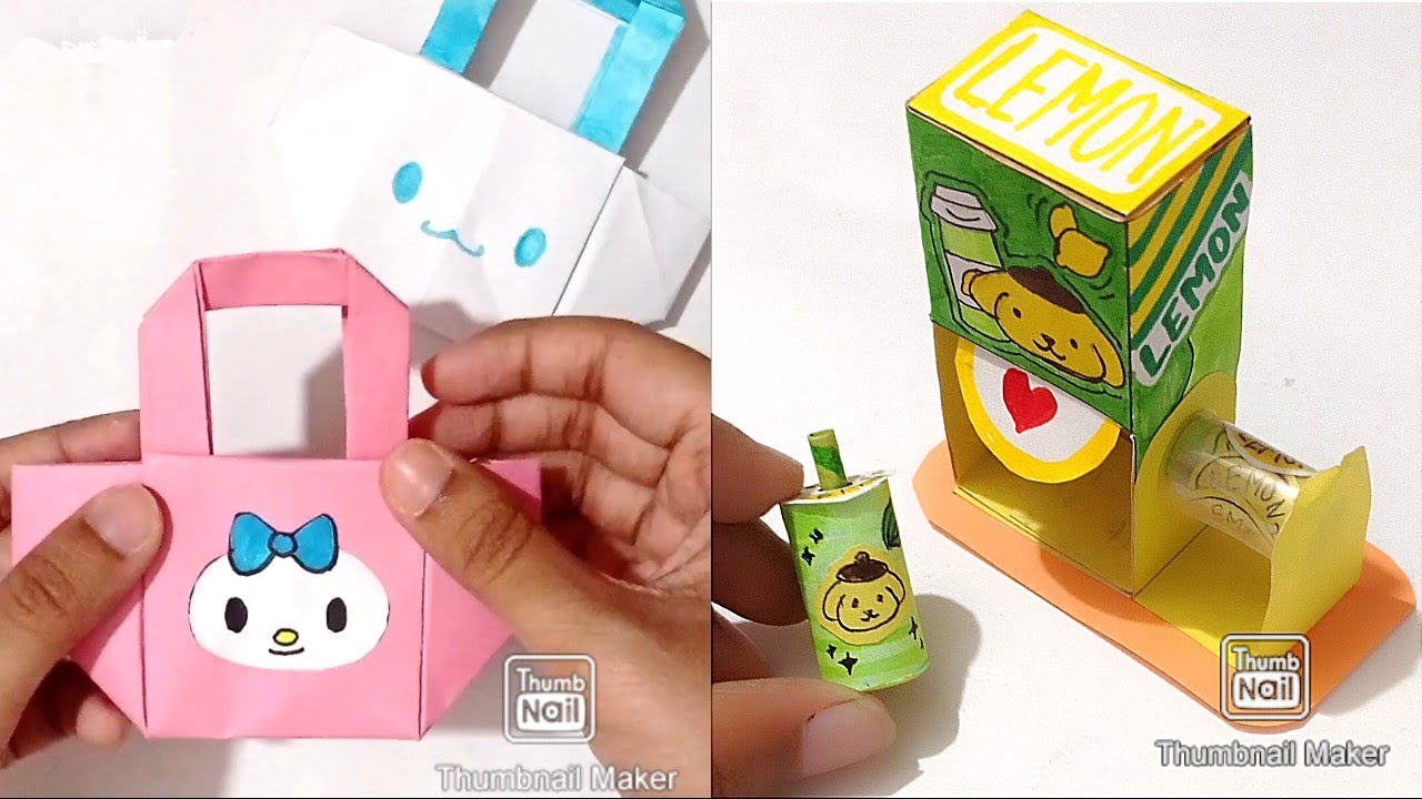 PAPER SANRIO CRAFTS | How to make diy sanrio bag | mini sanrio juicer ...