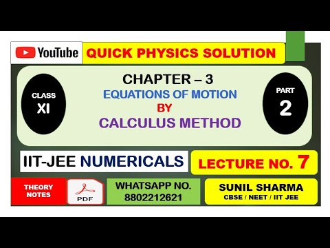 Equation of motion by Calculus method & Numericals - YouTube