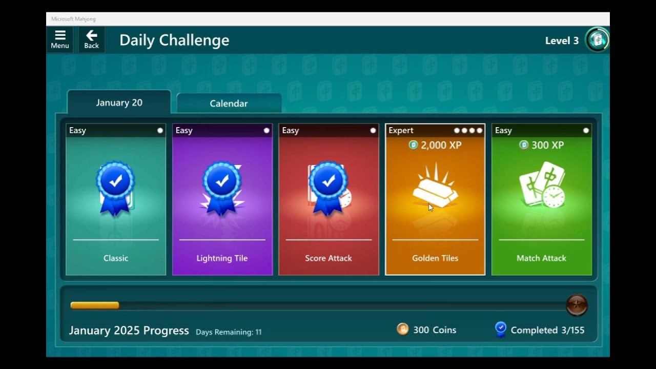 PLAY MICROSOFT MAHJONG DAILY CHALLENGE FOR FIRST TIME - GOLDEN TILES ...