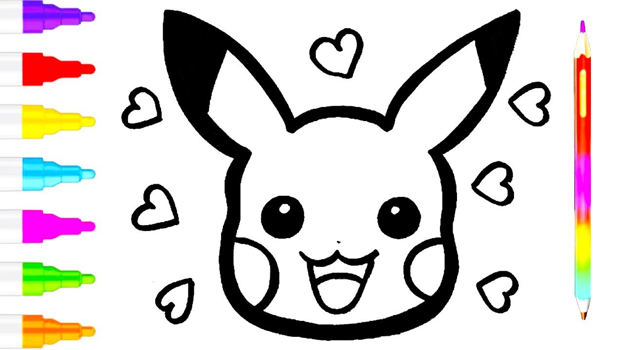 How to Draw 📝 Pikachu - Pokemon | Pikachu Face Drawing, Colouring 🎨🖌️ ...