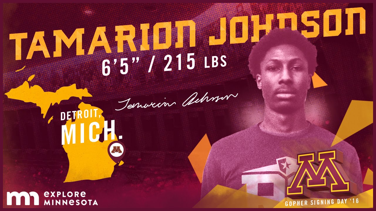 Tamarion Johnson: Highlights & Commentary (2016 Gopher Football Signing ...
