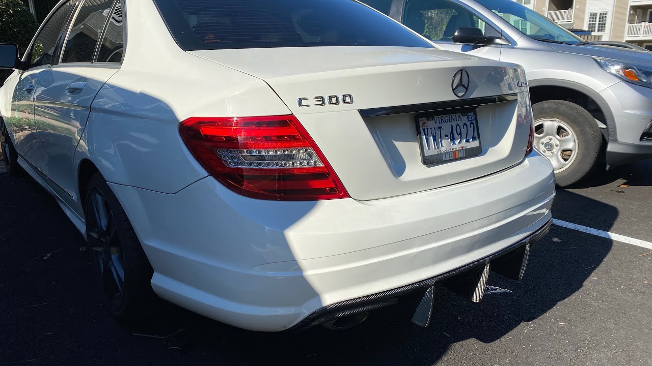 W204 Mercedes C300 Carbon fiber diffuser install - YouTube