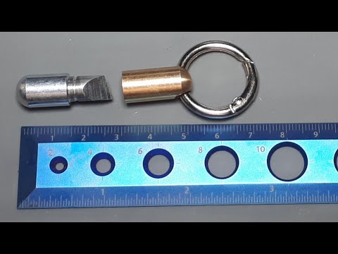 EDC knife pill capsule brass keychain zipper tool DIY pocket mini micro ...