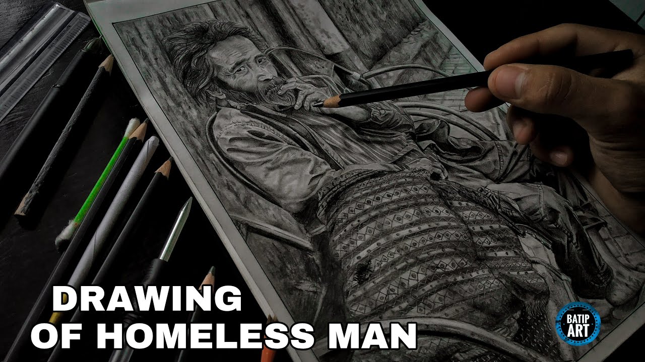 Drawing of Homeless Man | Realistic Drawing | Shillong - YouTube