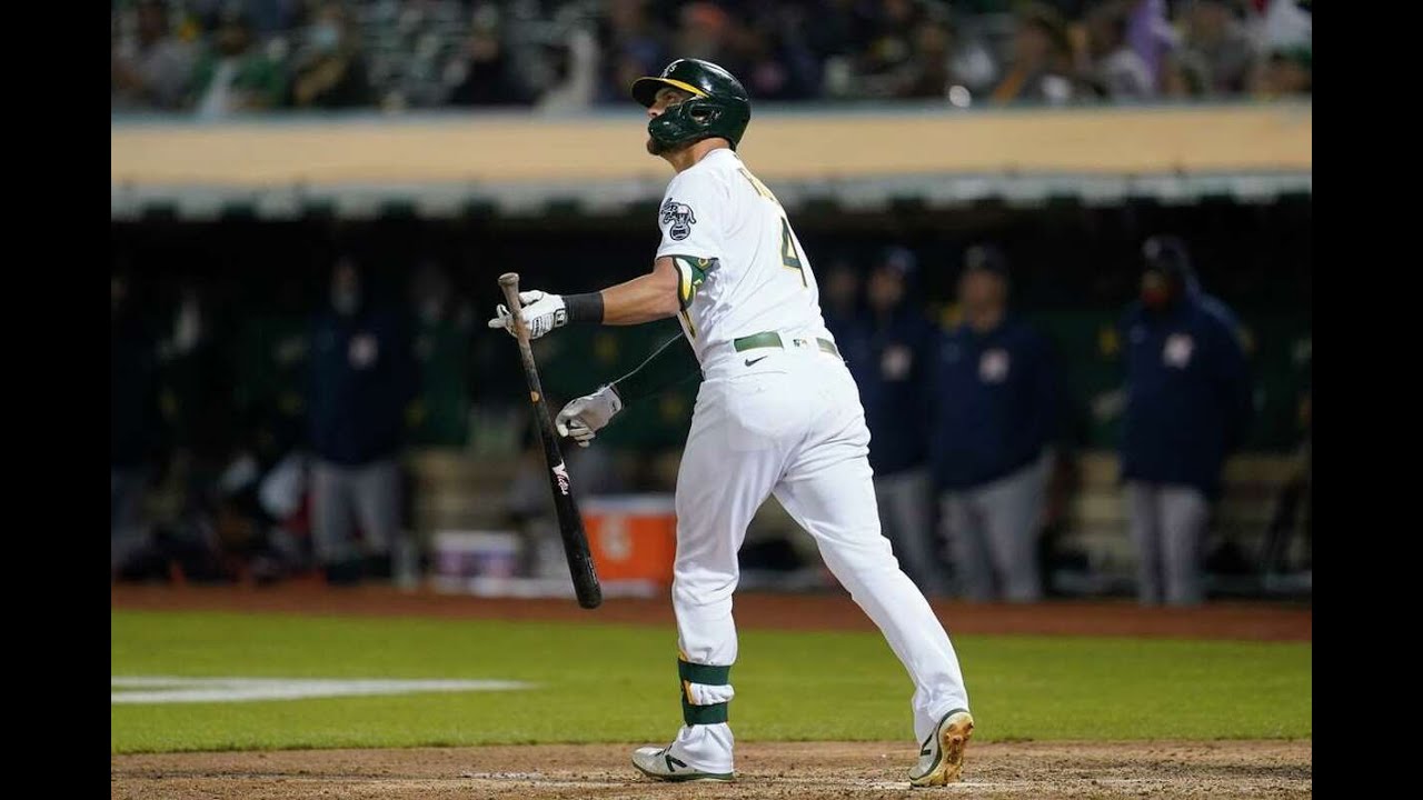 In his first at bat back from the IL, Chad Pinder hits a leadoff homer ...