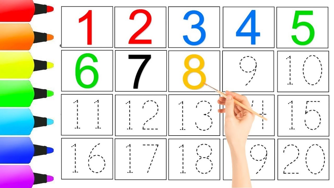 123 numbers tracing video || kids learning numbers 12345 with color ...