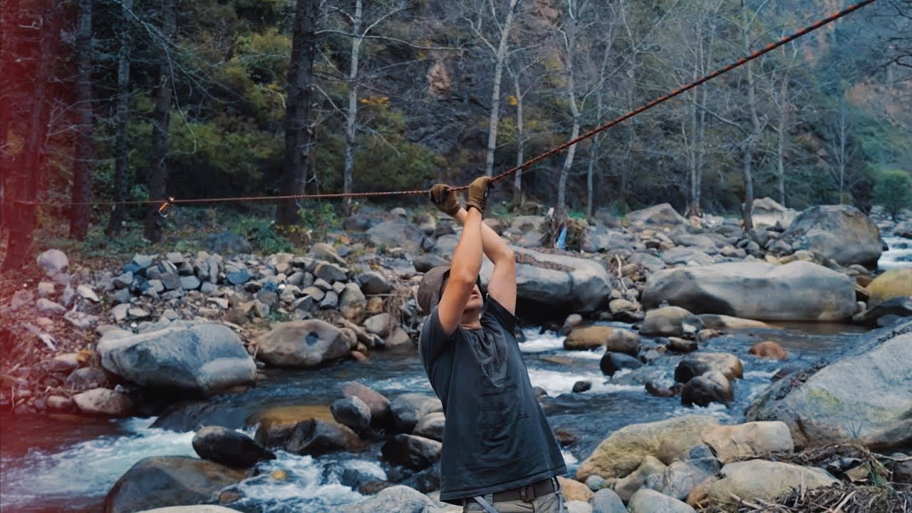 Have fun with single rope bridge in a solo camping trip. - YouTube