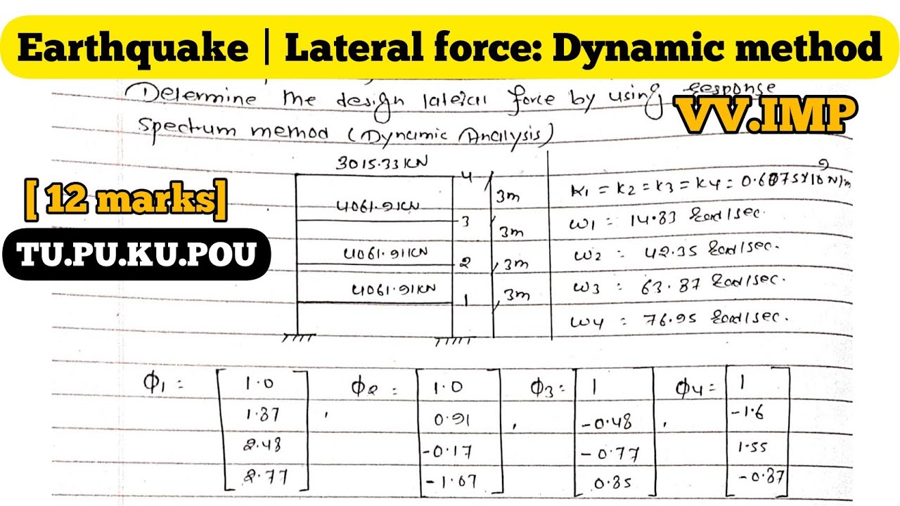 Earthquake numerical | Lateral force Calculation | Dynamics Analysis ...